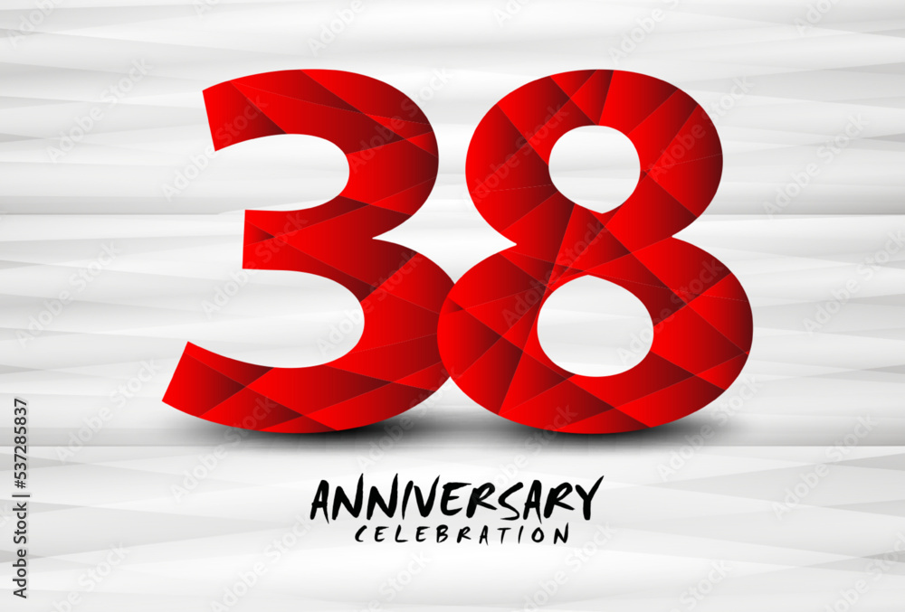 38 Year Anniversary Celebration Logo red polygon vector, 38 Number ...