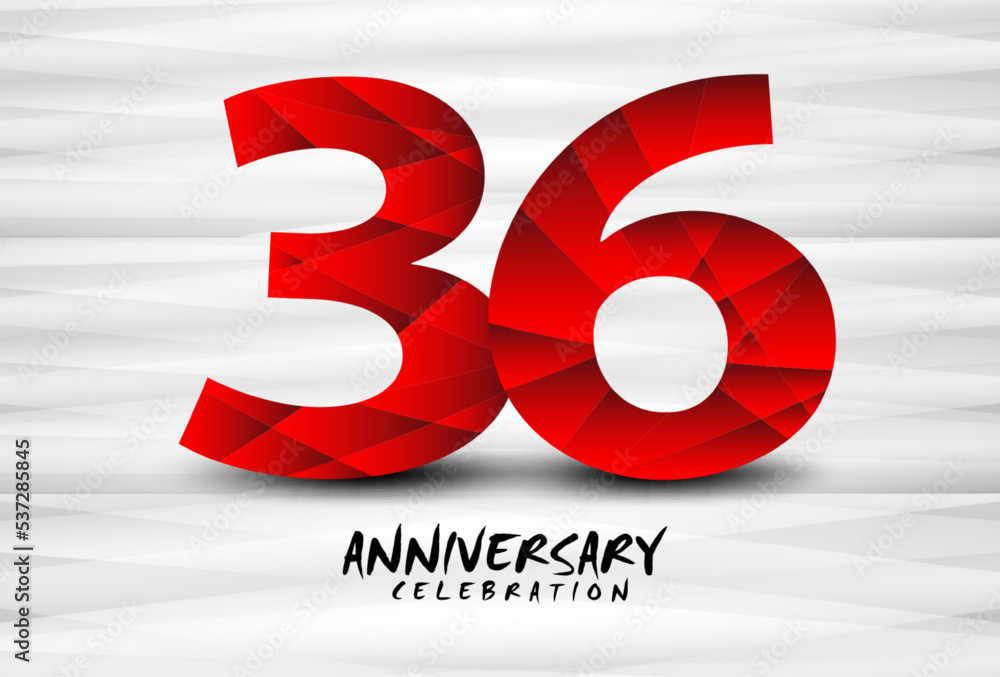 36 Year Anniversary Celebration Logo red polygon vector, 36 Number ...