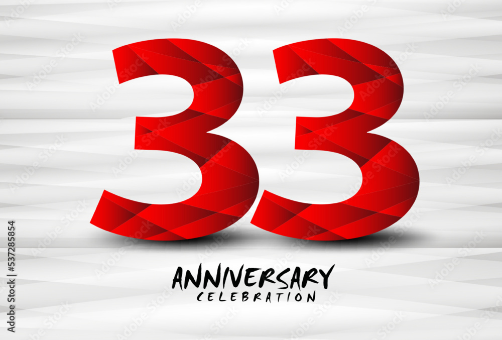 33 Year Anniversary Celebration Logo red polygon vector, 33 Number ...