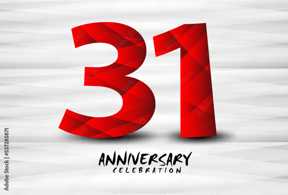 31 Year Anniversary Celebration Logo red polygon vector, 31 Number ...
