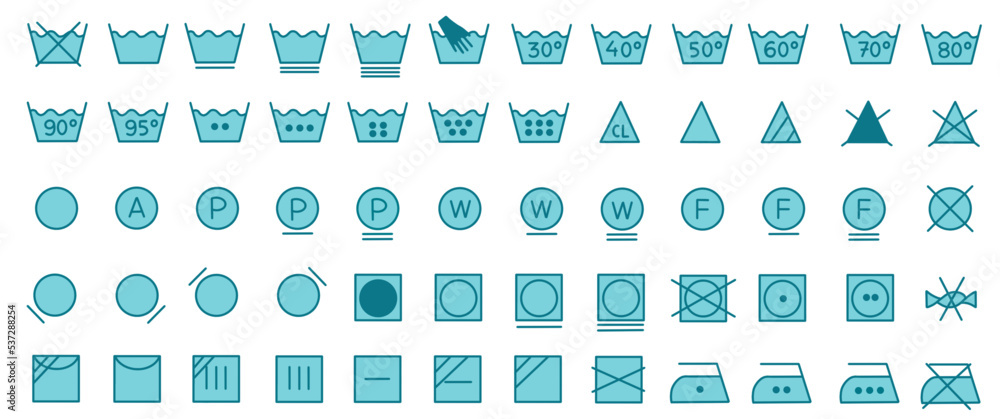 Laundry icons set. Outline set of laundry vector icons for web design ...