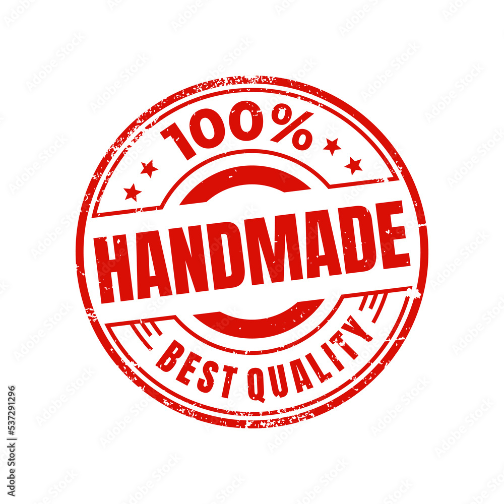 100 percent handmade stamp. Grunge Rubber Texture Stamp. Vector Stamp ...