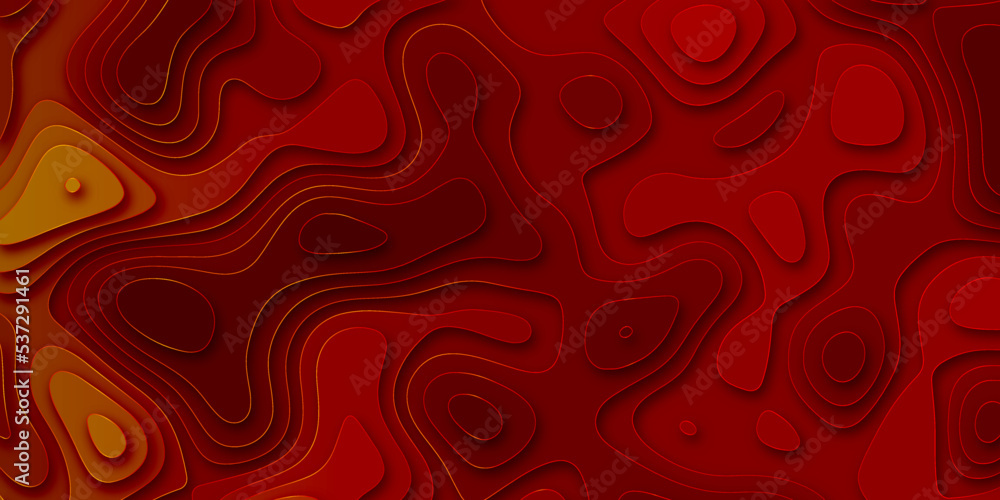 Abstract design with Paper cut red color background with geometric ...