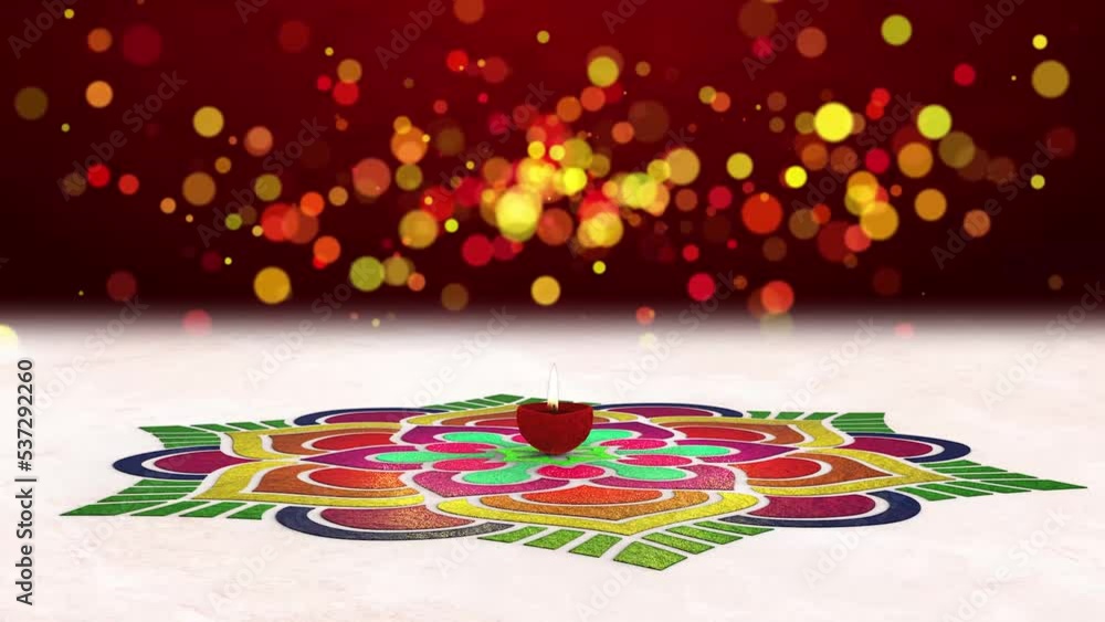 Rangoli and Diya on Diwali festival Green screen. 4K Deepavali ...