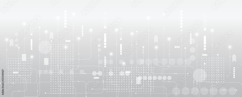 Grey white Abstract technology background, Hi tech digital connect ...
