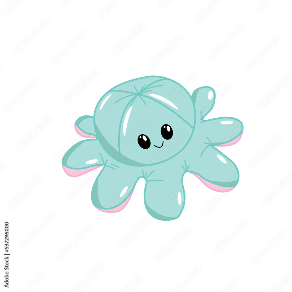 Cute cartoon animals. stuffed octopus. blue octopus. Vector plush toy ...