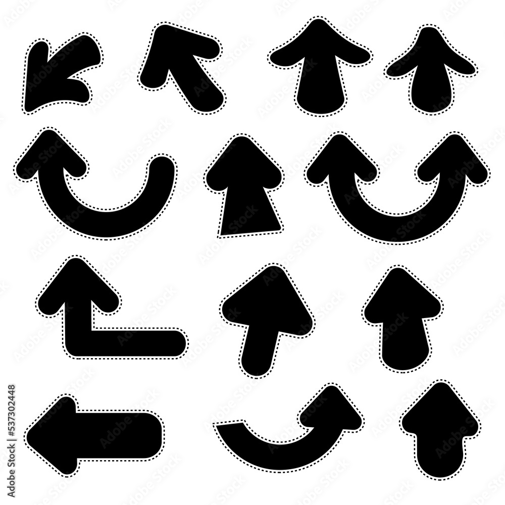 Cute cartoon arrow sticker icon on transparent background Stock ...