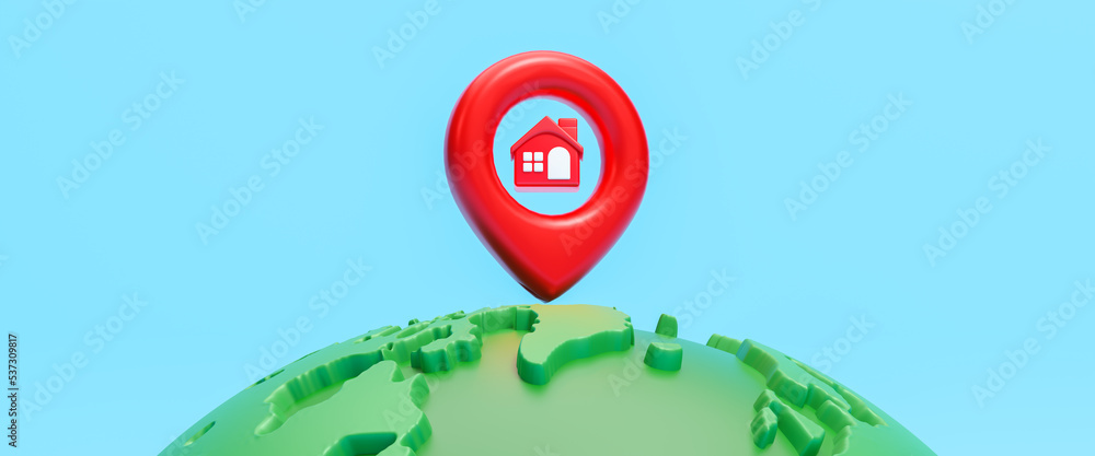 House location,home location, pinpoint, house symbol with location pin ...