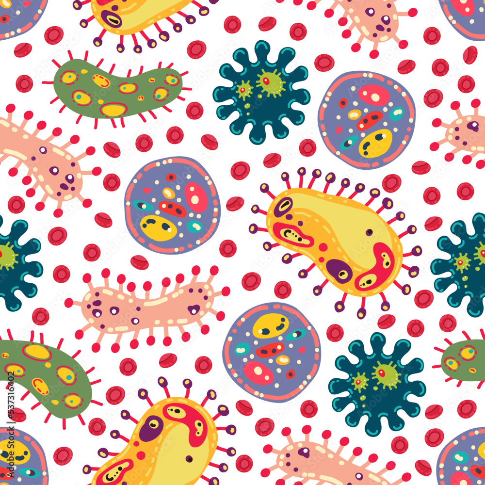 Vector illustration epidemic virus. Infectious disease. Microbes close ...