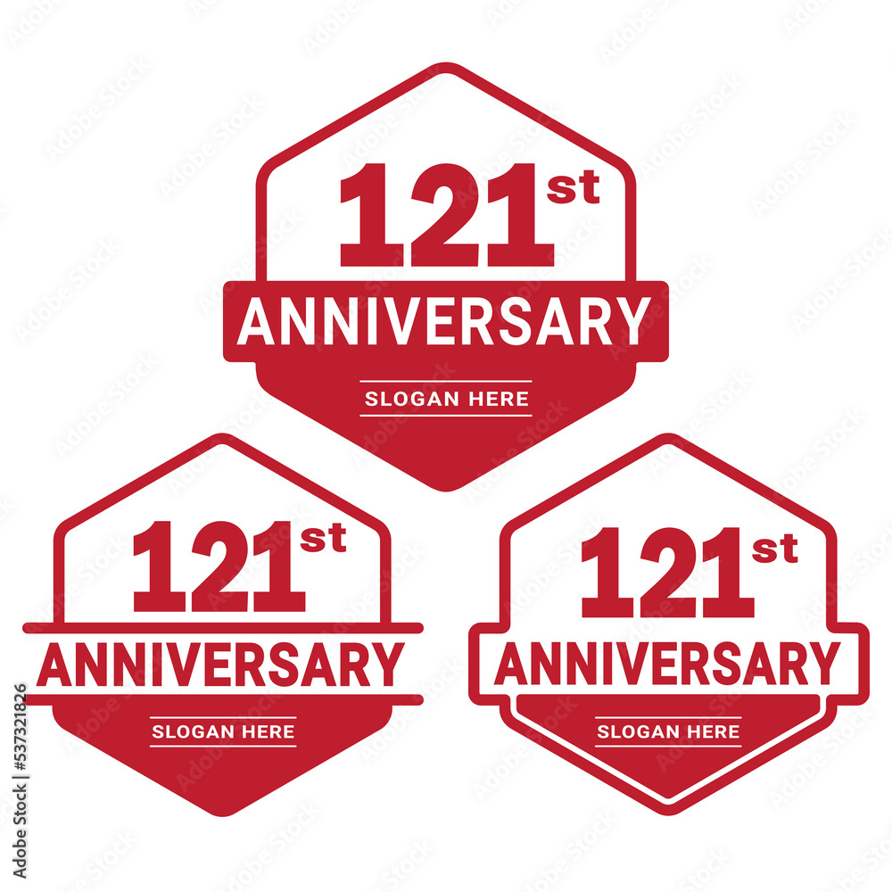 Set of 121 years Anniversary logotype design. 121st birthday ...