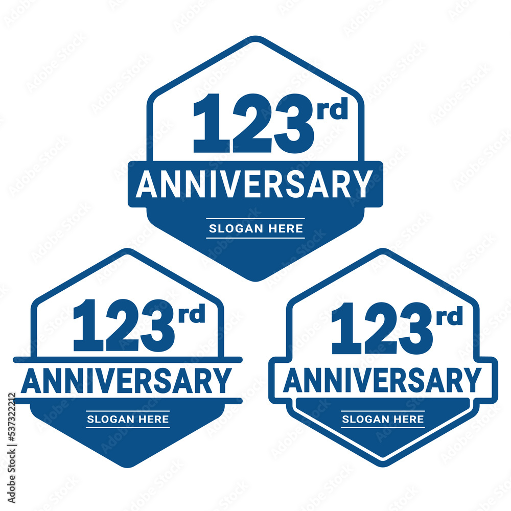 Set of 123 years Anniversary logotype design. 123rd birthday ...