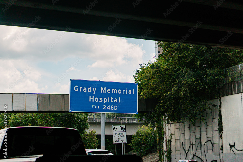 sign on the street atlanta grady memorial Stock Photo | Adobe Stock