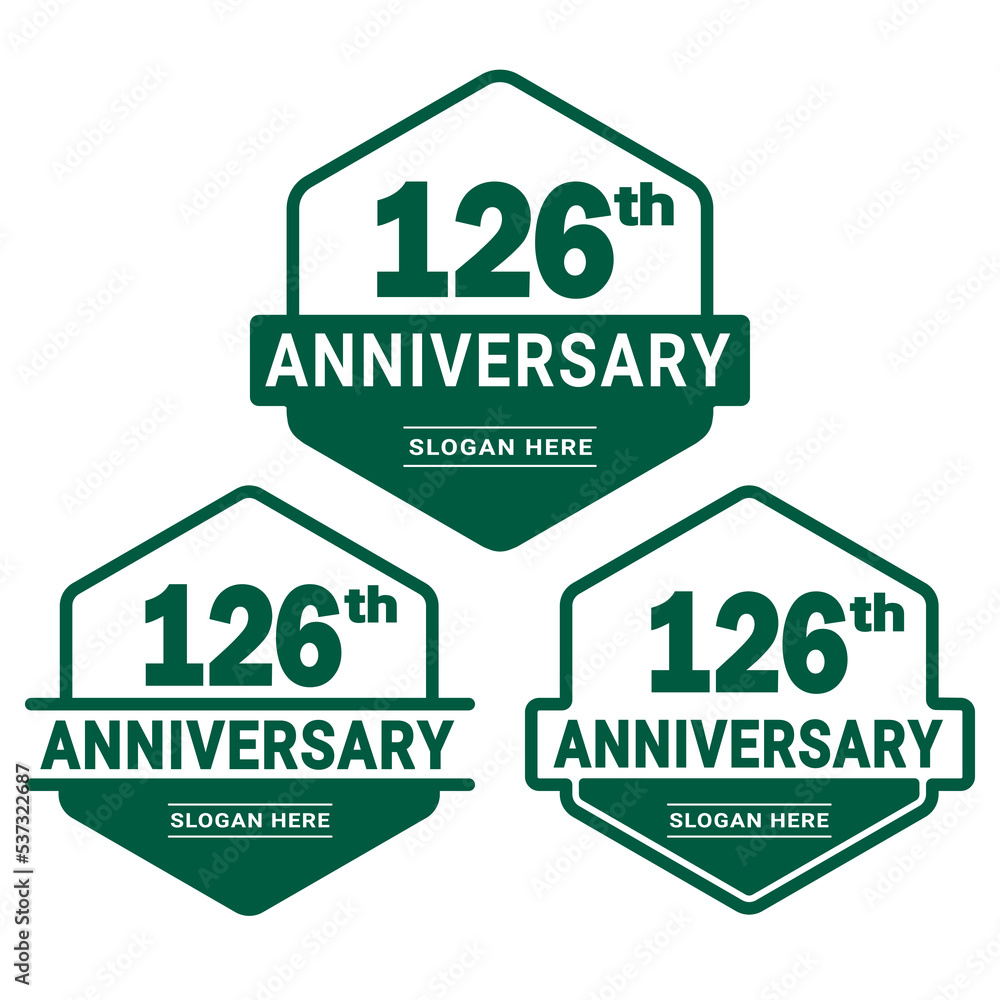 Vetor de Set of 126 years Anniversary logotype design. 126th birthday ...