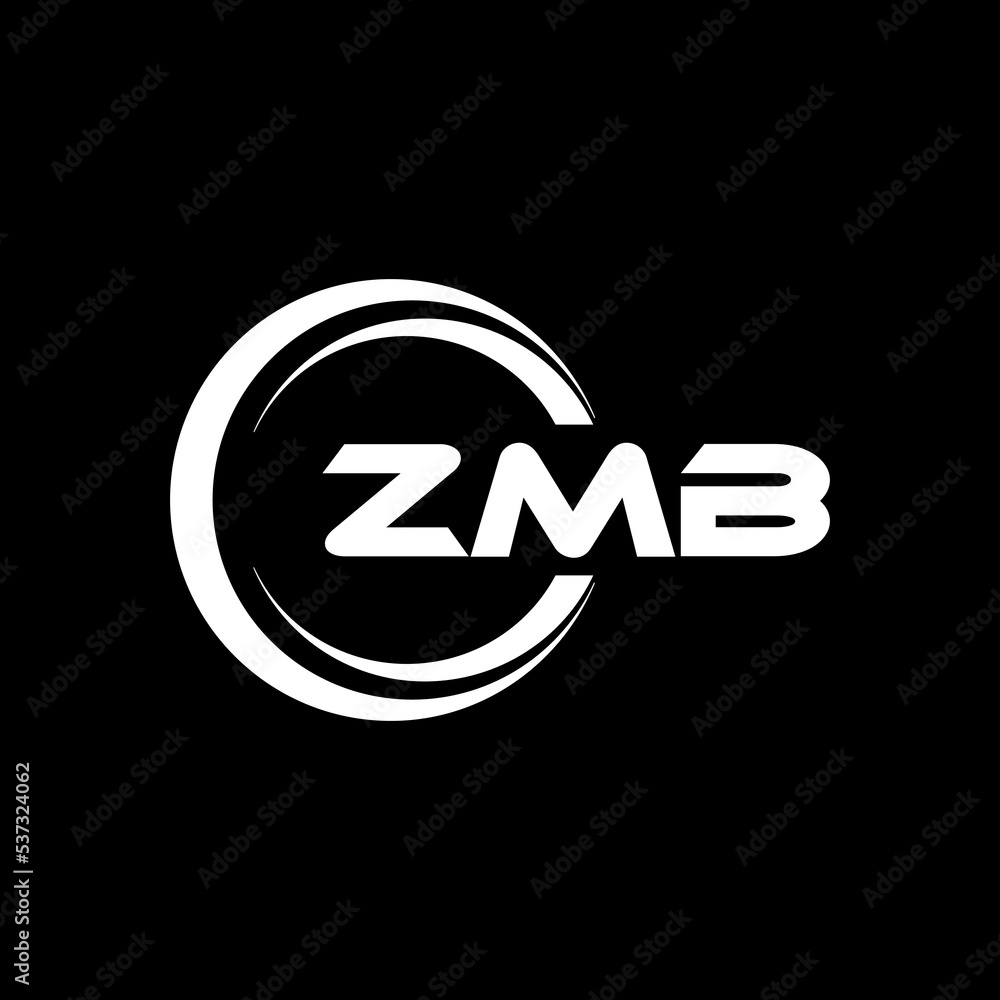 ZMB letter logo design with black background in illustrator, cube logo ...