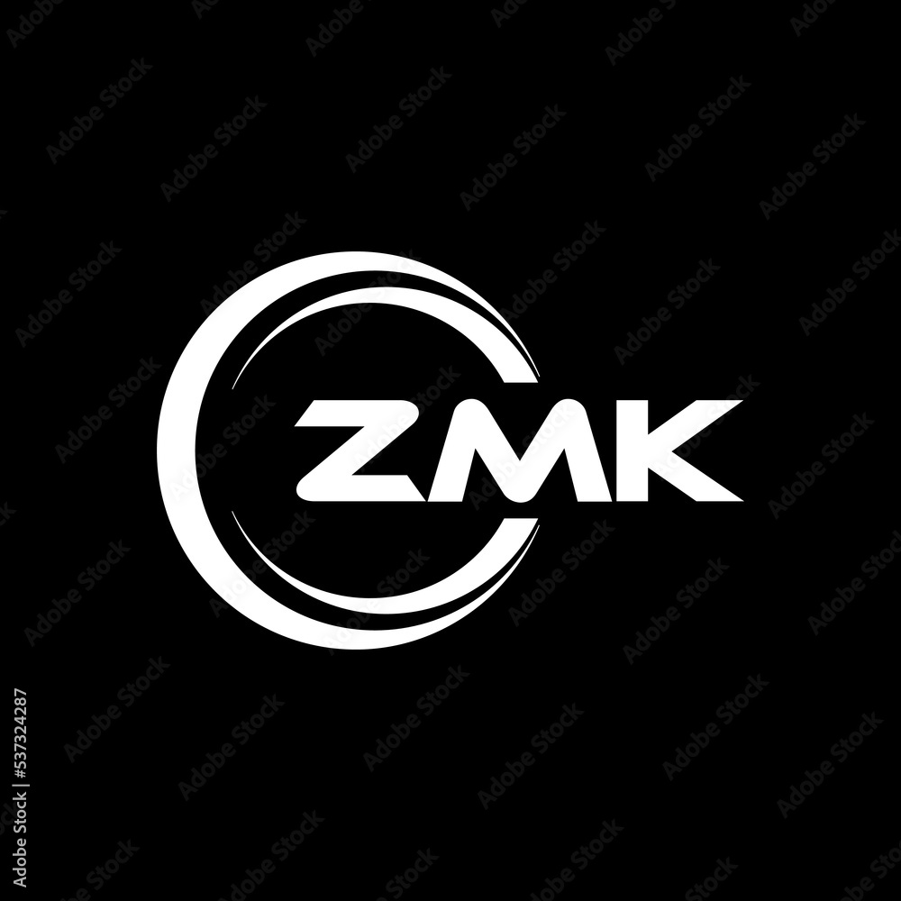 ZMK letter logo design with black background in illustrator, cube logo ...