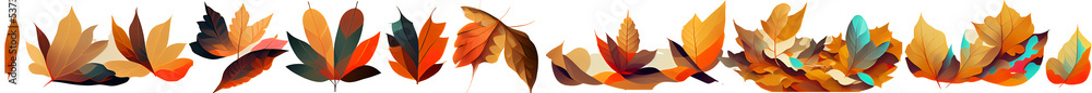 Autumn leaves set isolated on white background Simple cartoon flat ...