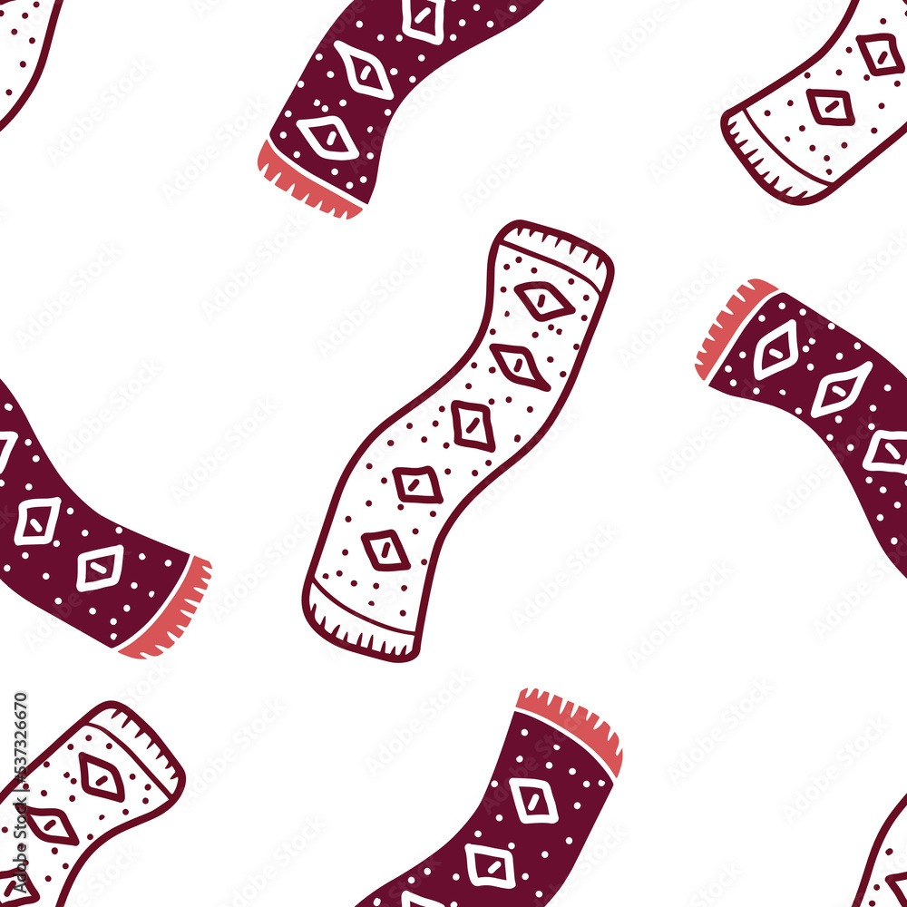 fill and outline red shawl or scarf seamless pattern for print and ...