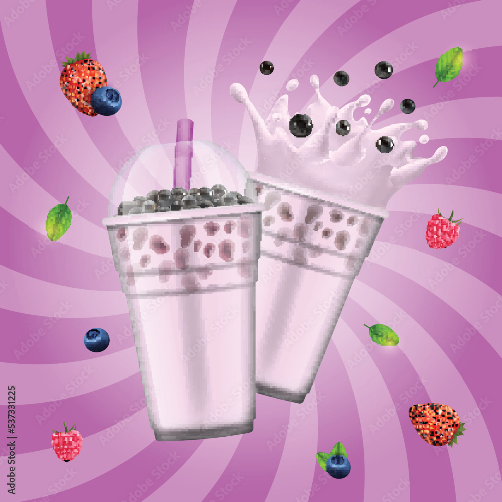 Realistic Detailed 3d Bubble Tea Ads Banner Concept Poster Card ...
