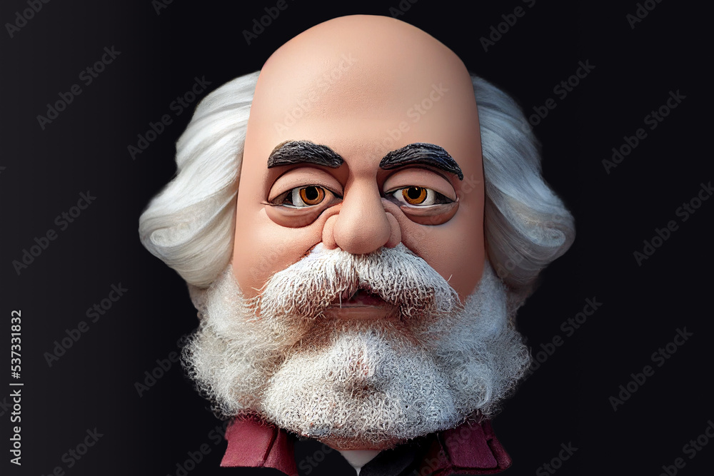 3D Rendered portrait of Karl Marx wool felt dolls, cartoon cute ...