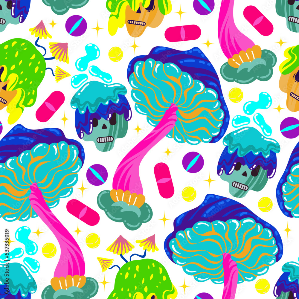 Acid abstract characters and objects. Vector illustration surreal ...
