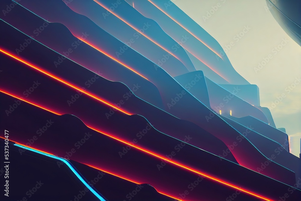 Cyberpunk Futuristic space ship. Retro wave spaceship. Logistics of the ...