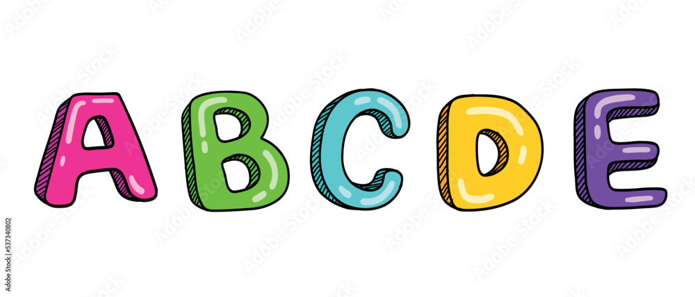 ABCDE Hand Drawn Alphabet Letters kids cover book for kids, first ABC ...