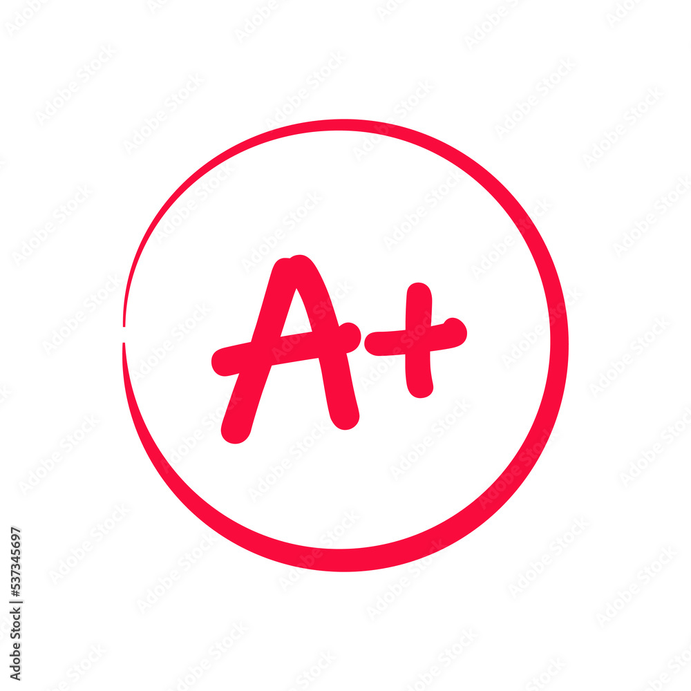 Grading system A . Grades for school with plus sign. Exam result ...