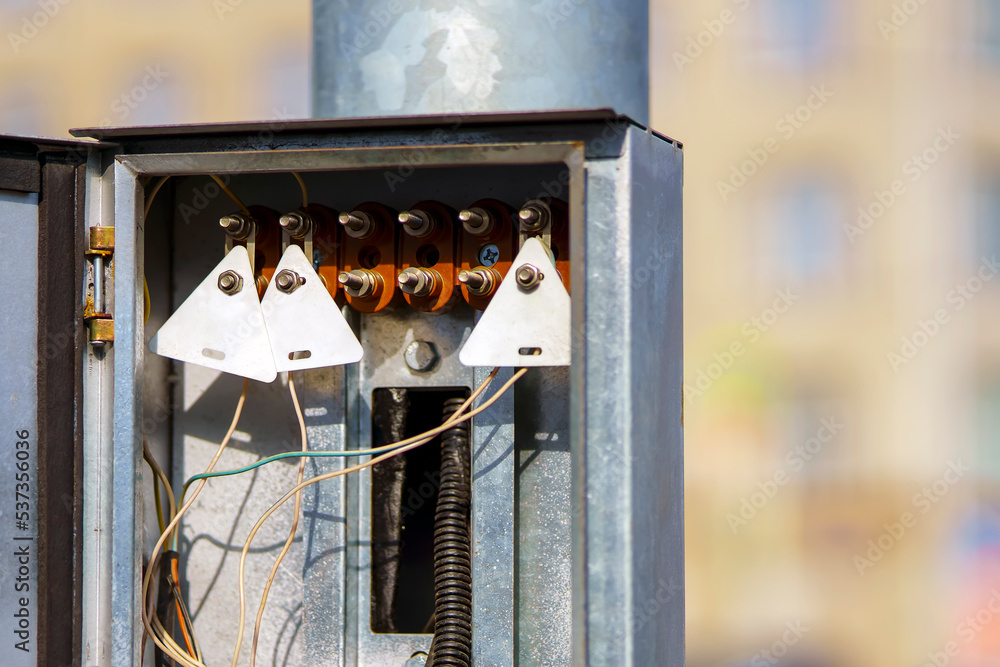 Electrical object junction box with tags for triangle-shaped names ...