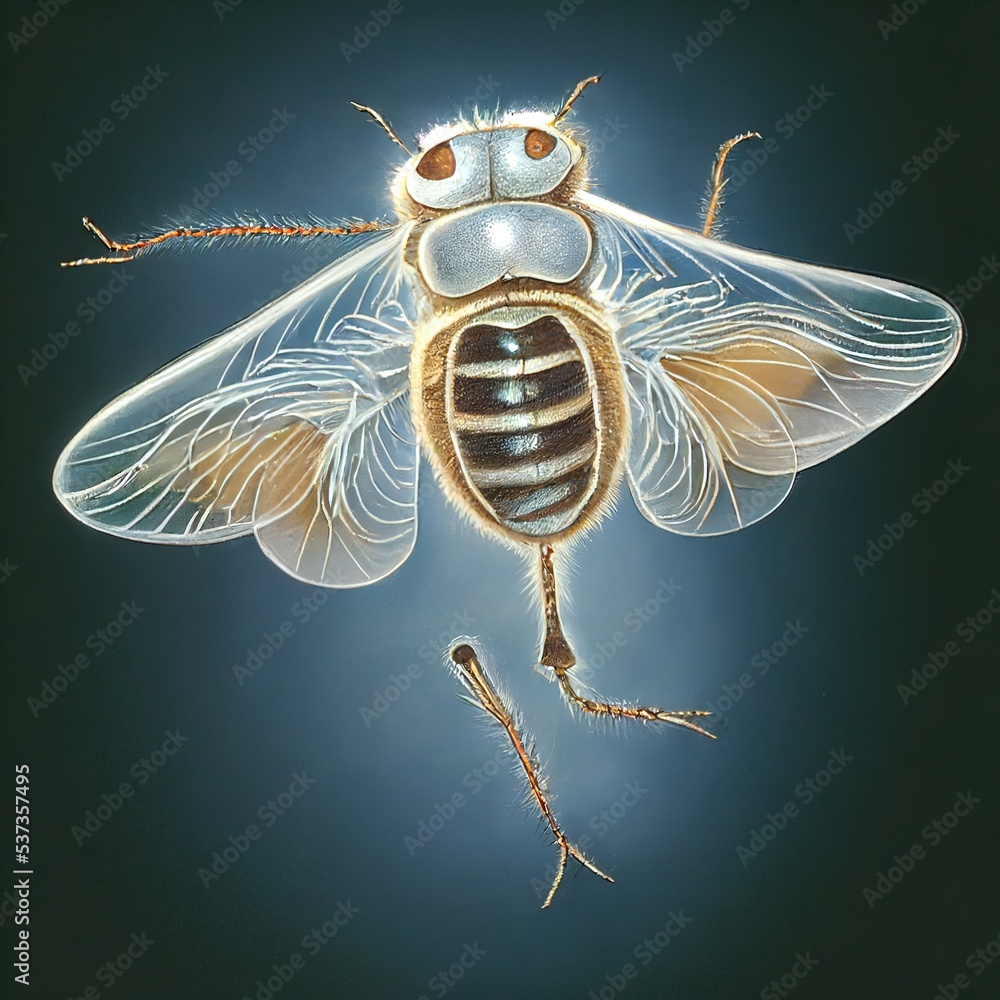 Fly Insect Microscopic Slide Style - Digital Art, 3D Render, Concept ...