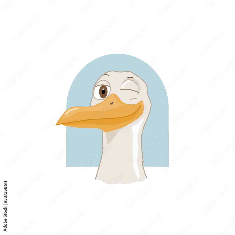 Birds head winking, vector illustration carton. Icon drawing. Isolated ...