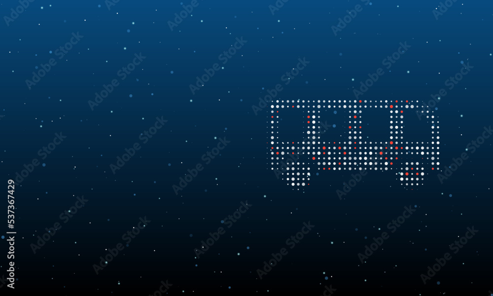 On the right is the bus symbol filled with white dots. Background ...