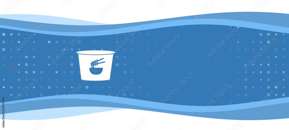 Blue wavy banner with a white instant noodles symbol on the left. On ...