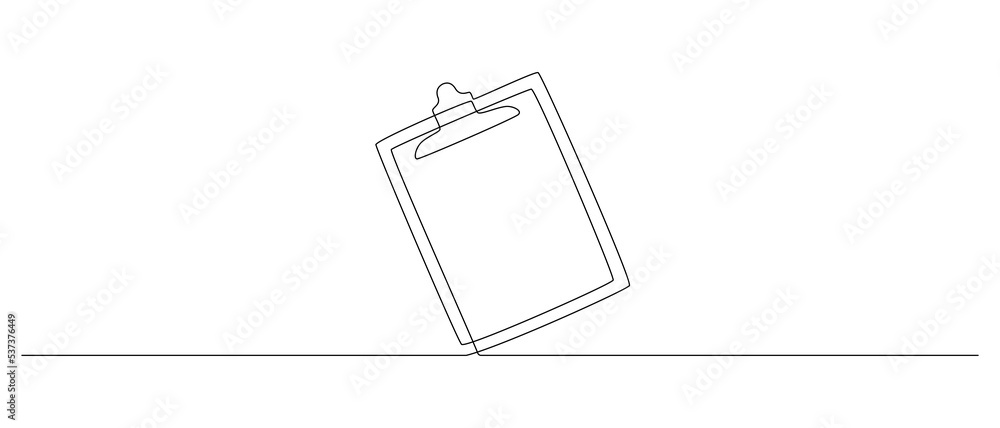 One continuous line drawing of Clipboard with checklist. Symbol of to ...