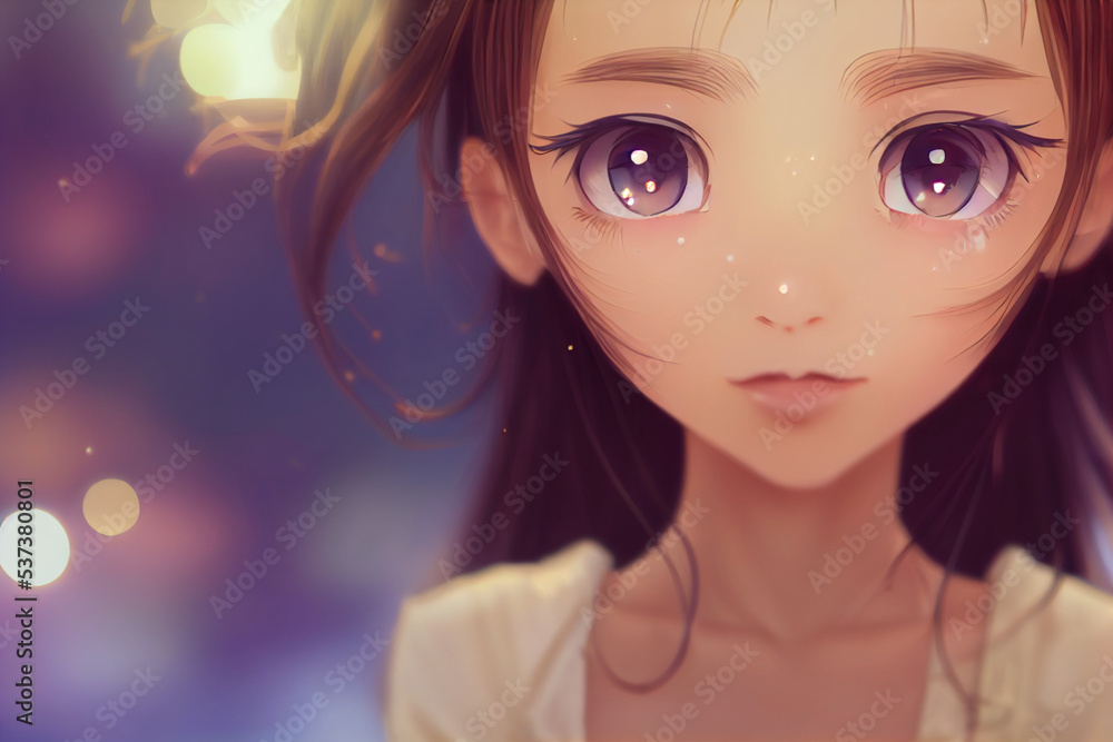 Cute and beautiful 3D Anime Hentai character illustration portrait of a ...