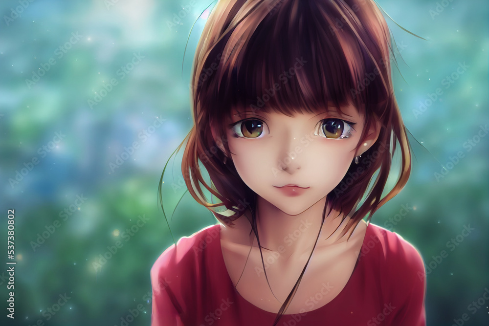 Cute and beautiful 3D Anime Hentai character illustration portrait of a ...