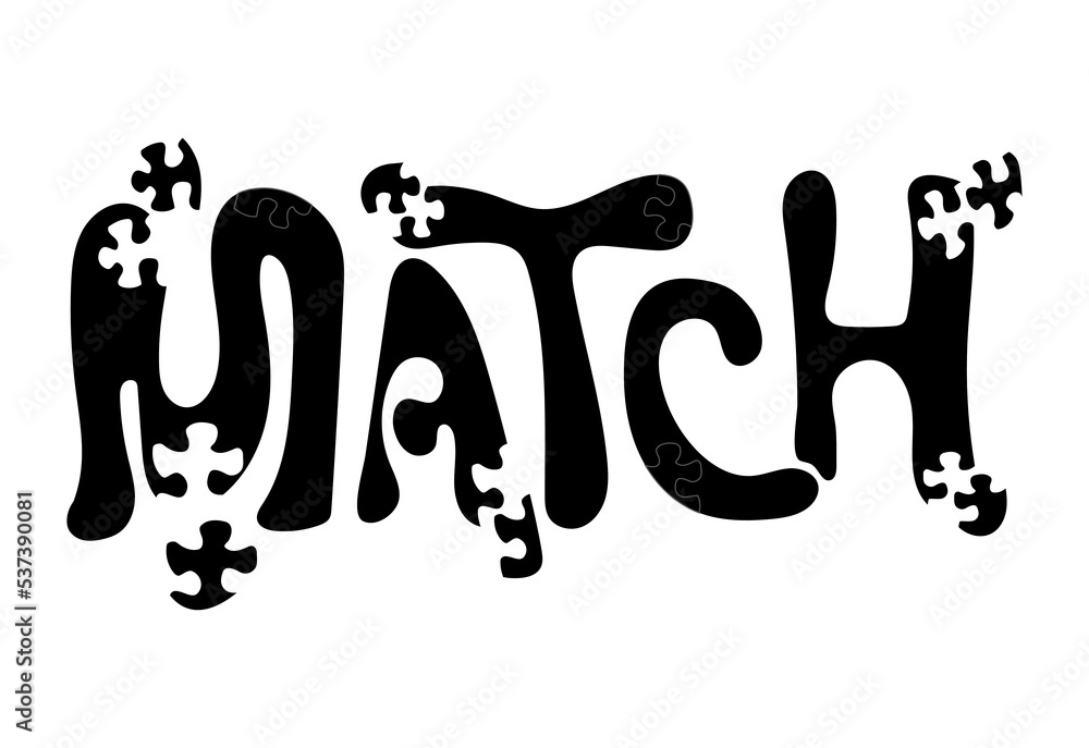 Lettering of the word "Match". The letters are drawn in the form of a ...