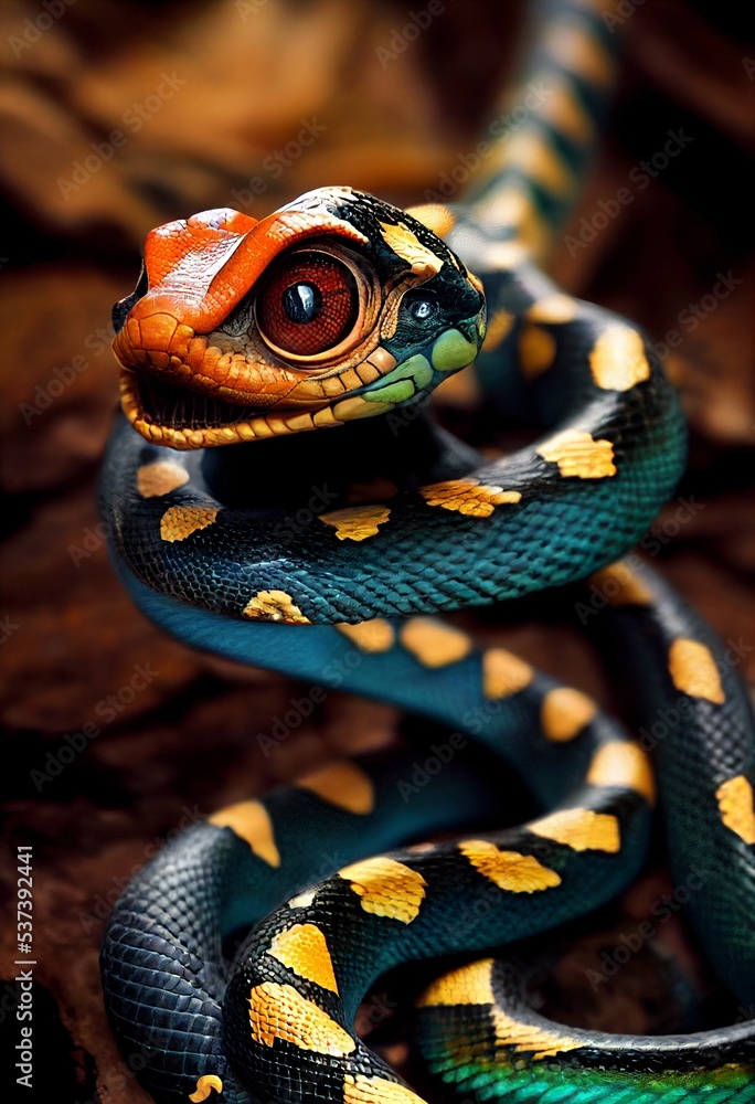 crazy surrealistic snake, unreal reptilian, fantasy creature, digital ...