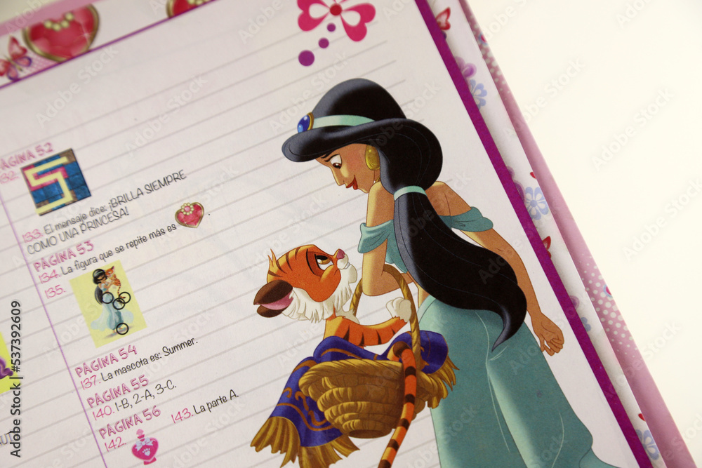 Children's activity magazine with the illustration of Jasmine, princess ...
