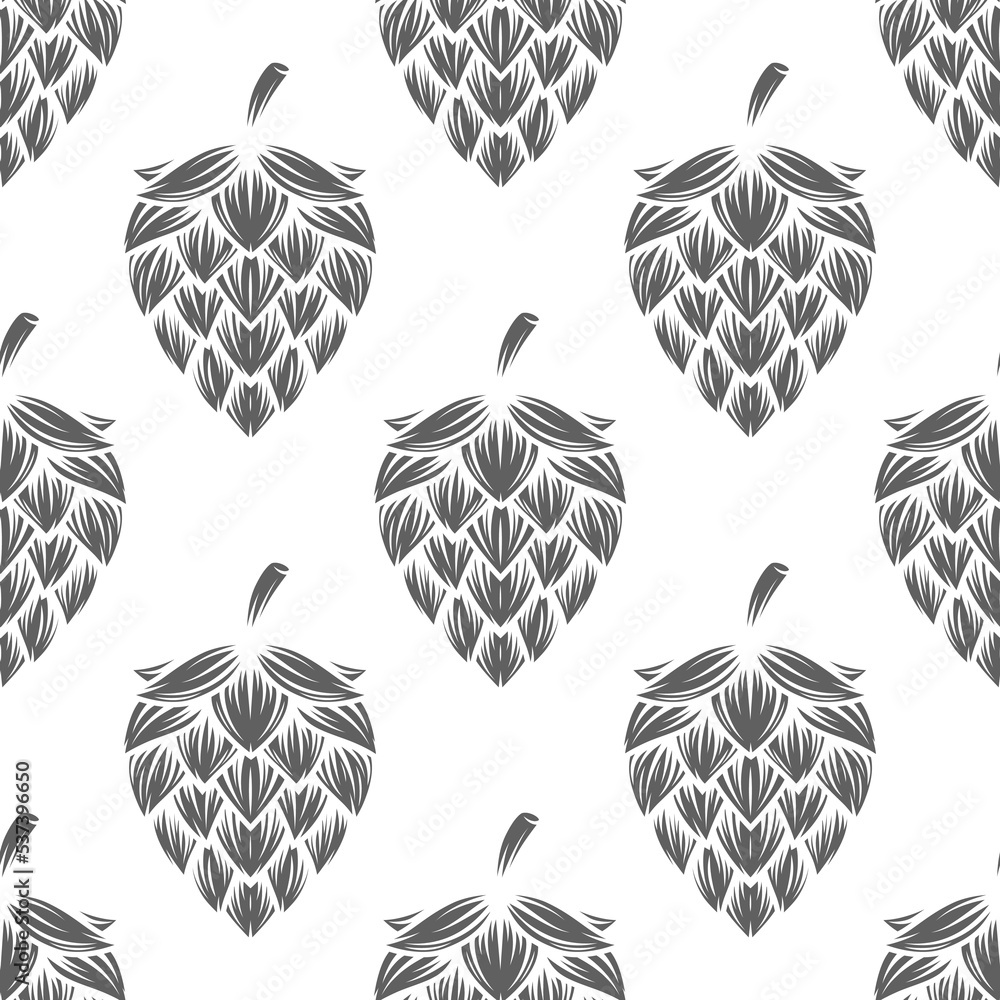 Vector Black and White Seamless Pattern with Hand Drawn Cartoon Hop ...