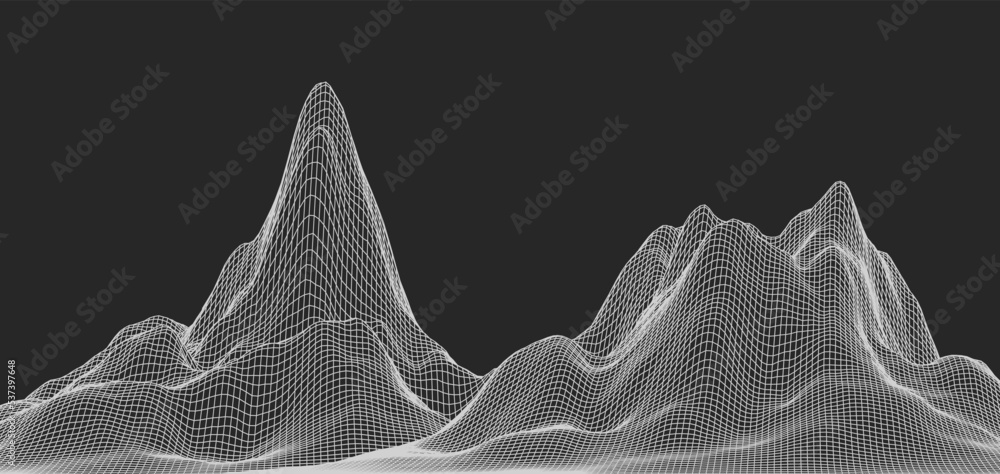Abstract wireframe background. 3D grid technology illustration ...