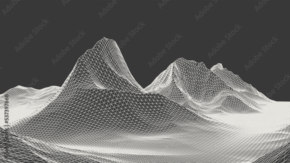 Abstract wireframe background. 3D grid technology illustration ...