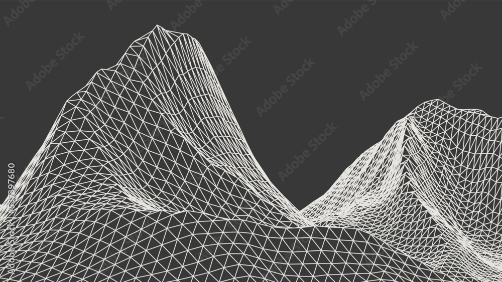 Abstract wireframe background. 3D grid technology illustration ...