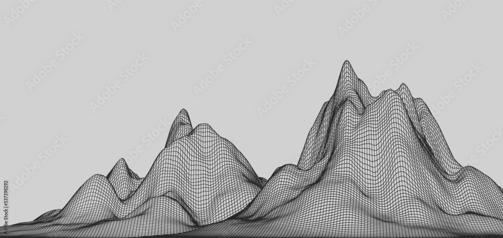 Abstract wireframe background. 3D grid technology illustration ...