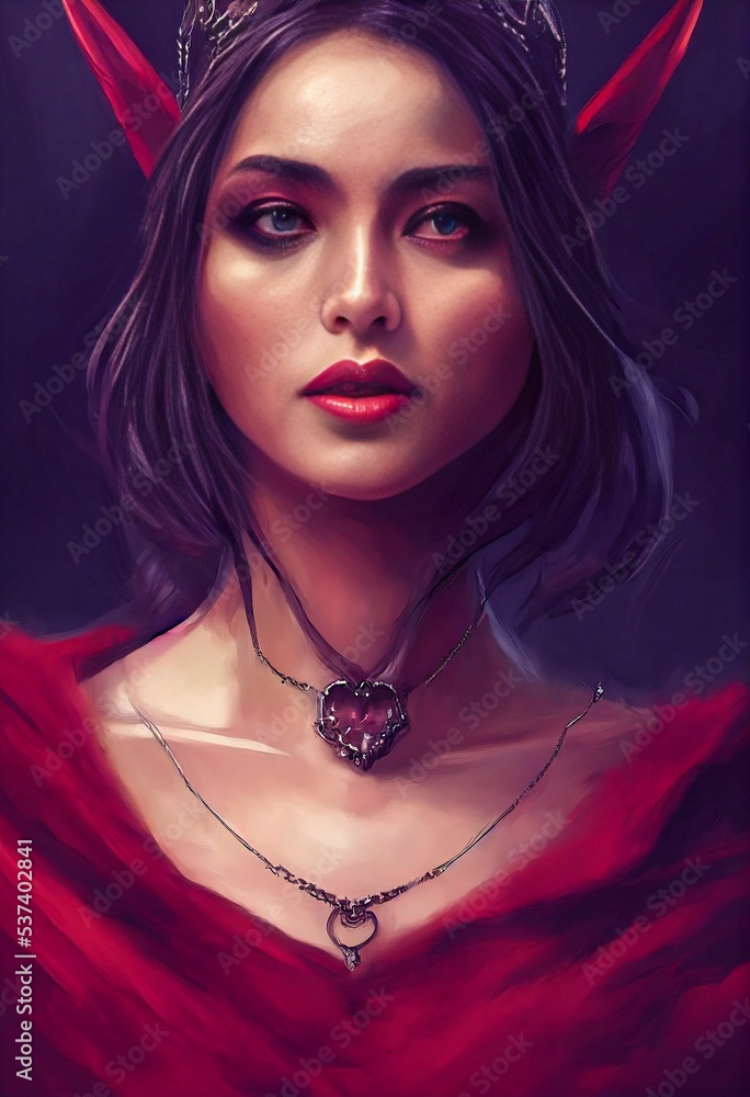 AI generated portrait of an elegant fantasy queen with elf ears and a ...
