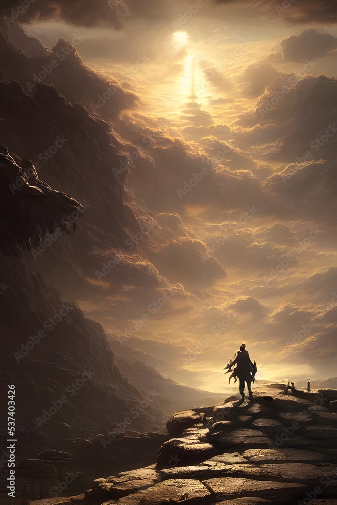 The lone figure isalien and outerspace-y, standing in front of a bleak ...