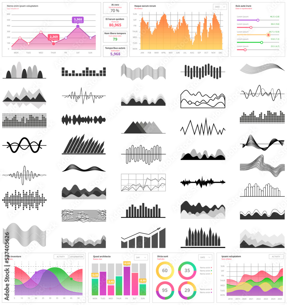 Infographic chart vector template. Annual statistics curve graph design ...