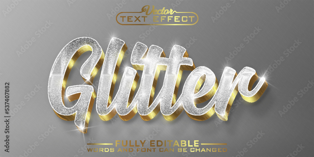 Sparkle Glitter Vector Editable Text Effect Template Stock Vector ...