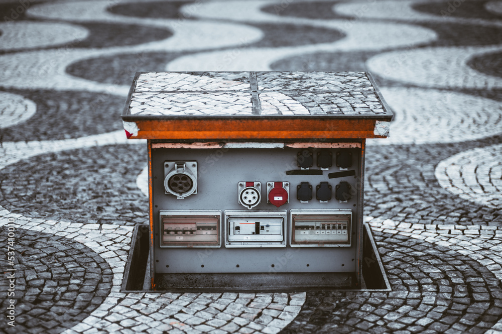 An outdoor underground retractable switchboard with multiple power ...