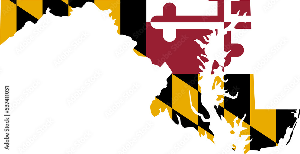 Maryland USA Map Flag. MD US Outline Boundary Border Shape State Flag Sign Symbol Atlas ...