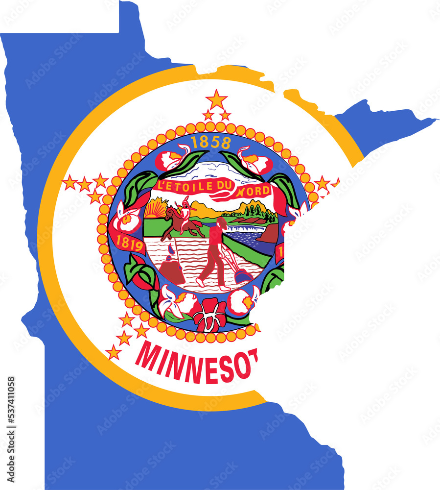 Minnesota USA Map Flag. MN US Outline Boundary Border Shape State Flag ...